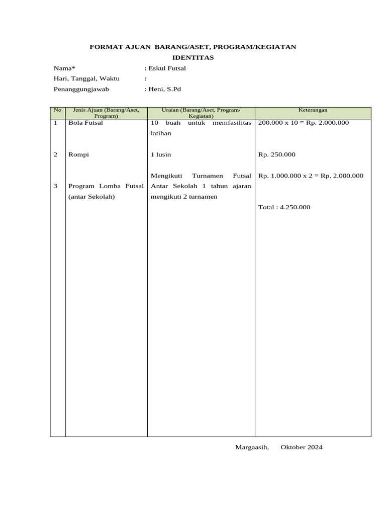 Format Ajuan Barang | PDF