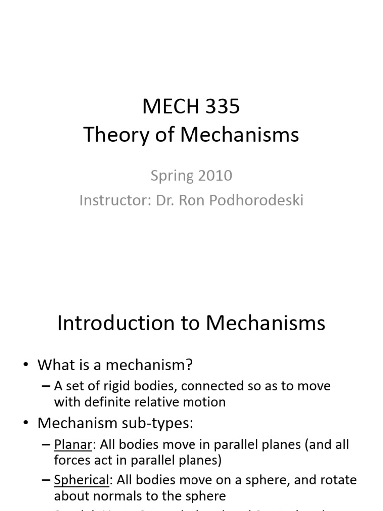 MECH 335 - Lecture Pack 1 | PDF | Kinematics | Space