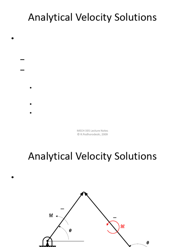 MECH 335 - Lecture Pack 4 | PDF | Velocity | Euclidean Vector