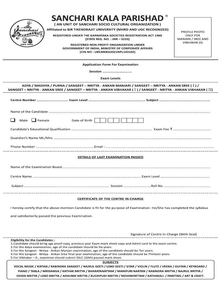 Table Application Form For Examination | PDF