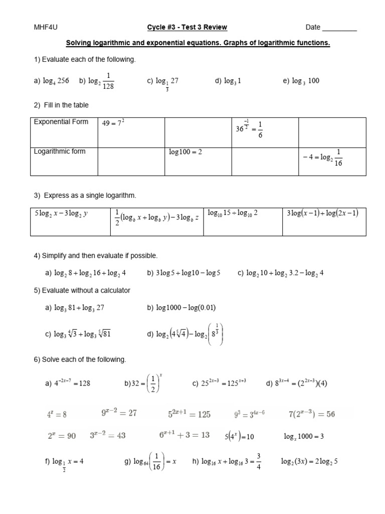 12_-_cycle_3_test_review | PDF | Logarithm | Discrete Mathematics