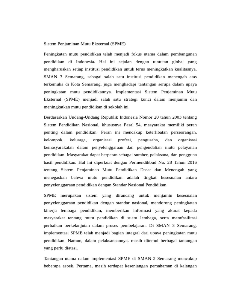 Implementasi SPME di SMAN 3 Semarang | PDF
