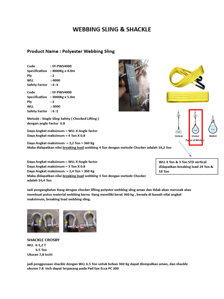 Panduan Penggunaan Webbing Sling dan Shackle | PDF