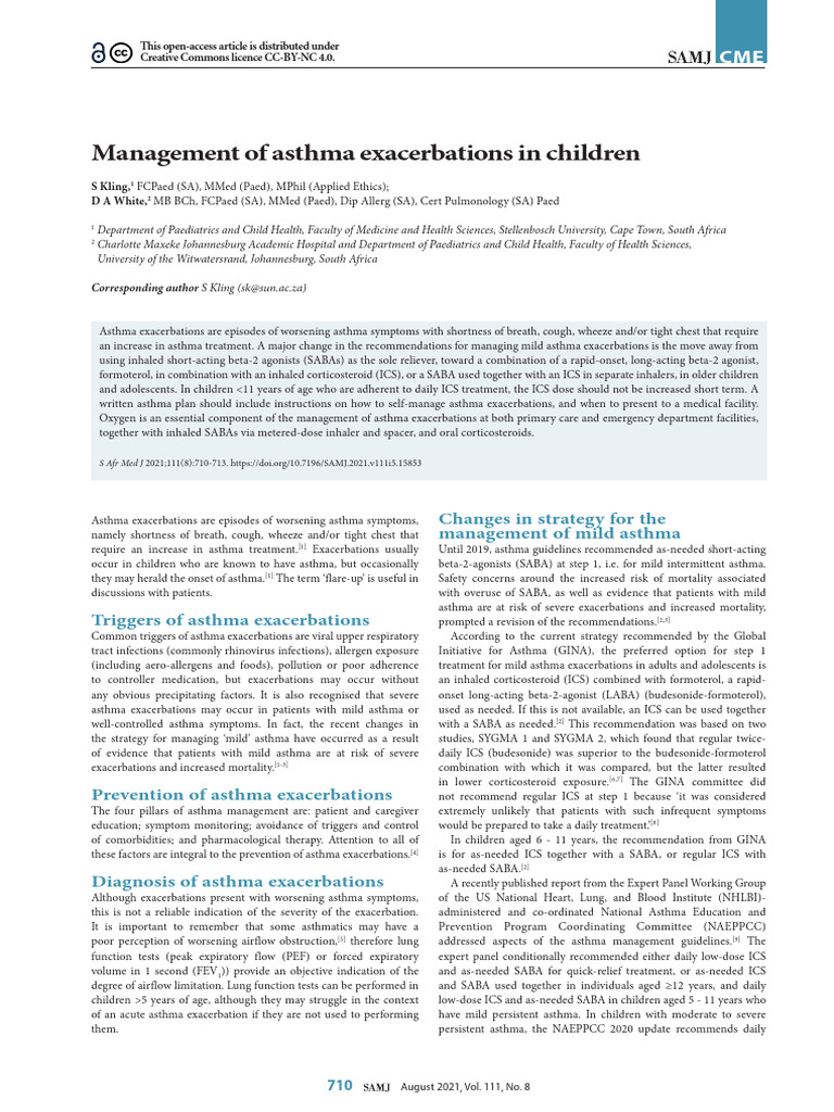 Management of Asthma Exacerbations in Children | PDF | Asthma | Health Care