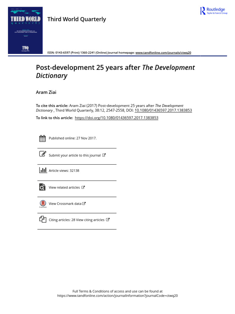 Post-development 25 years after The Development Dictionary | PDF ...