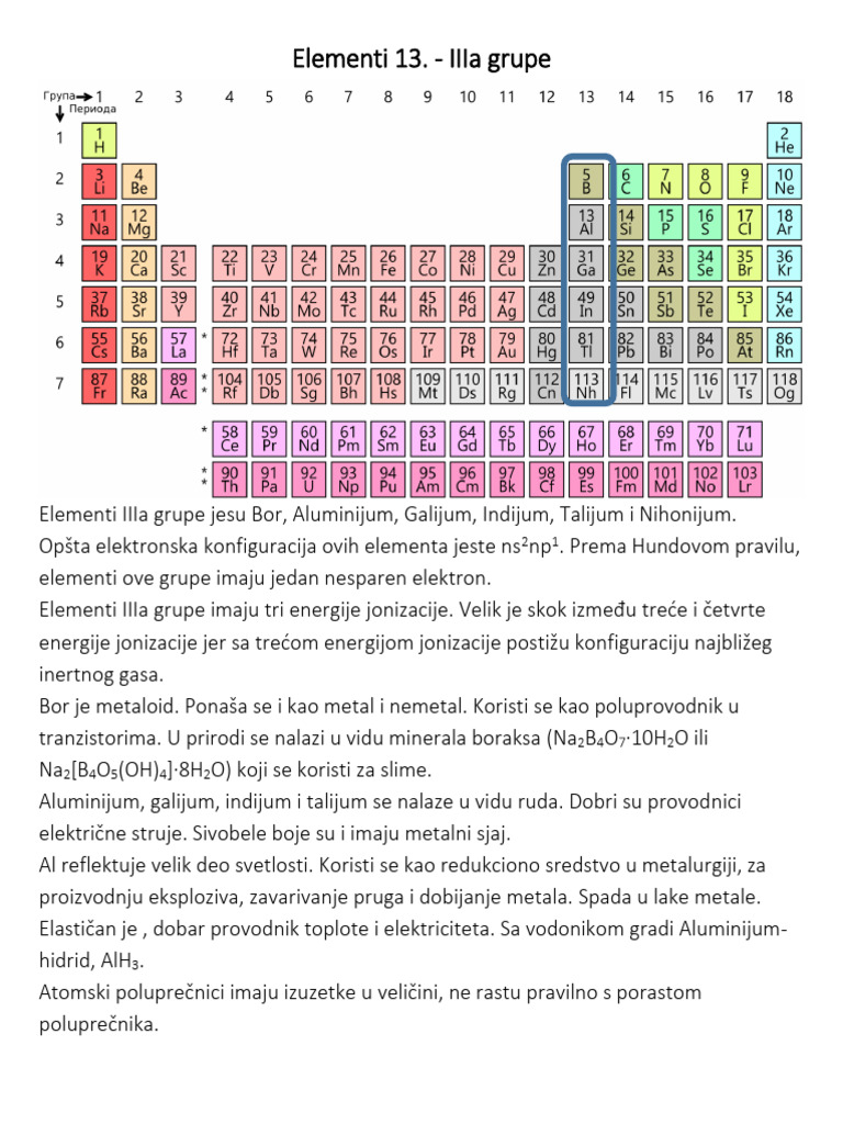 Elementi 13. Grupe | PDF