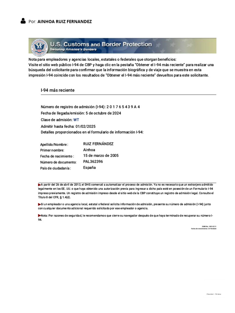 I94 - Sitio Web Oficial | PDF