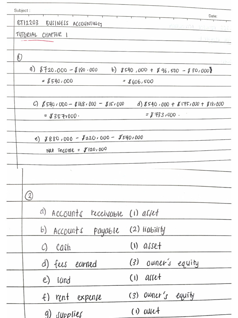 Tutorial Chapter 1 (Business Accounting) | PDF