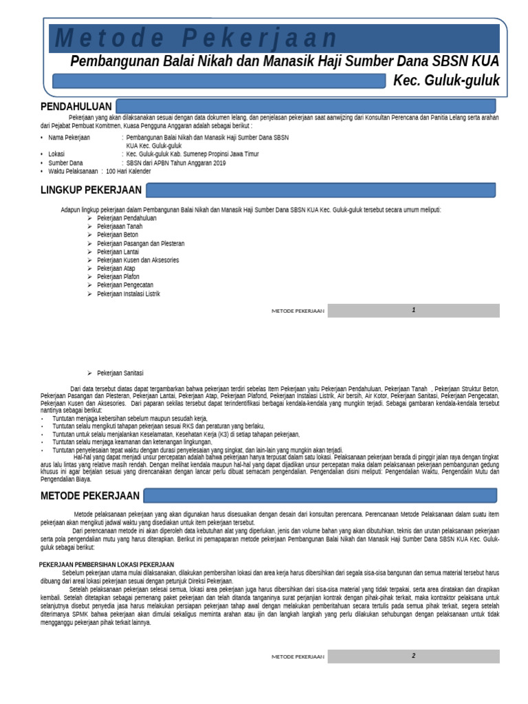 Metode Pekerjaan | PDF