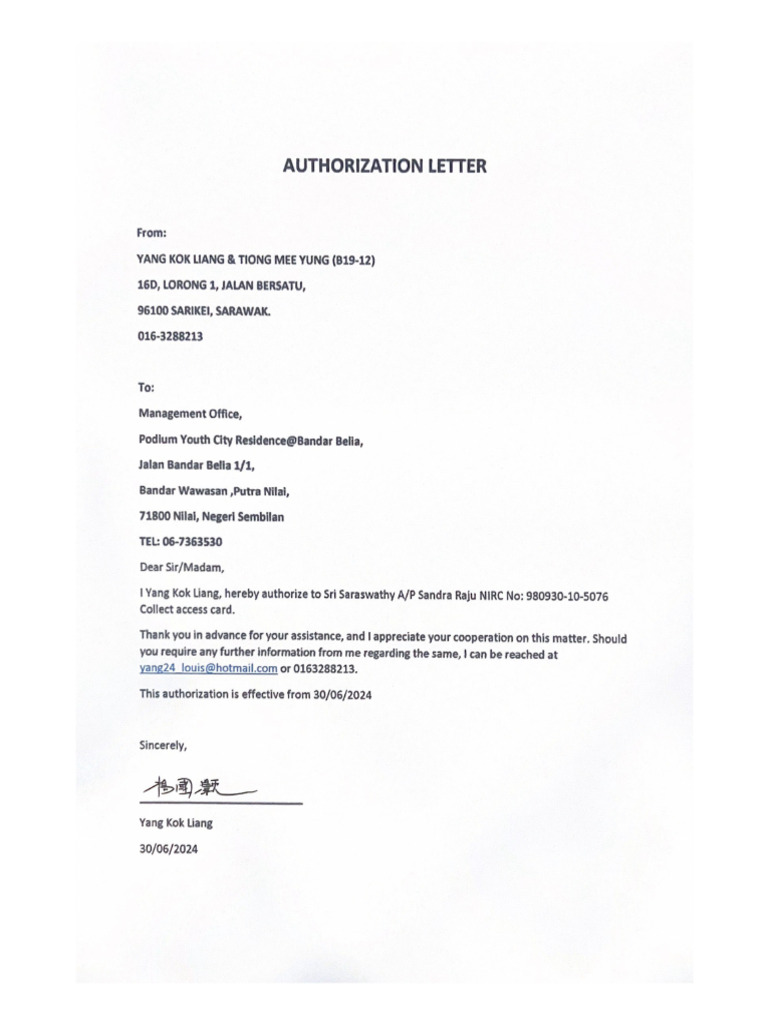Authorization Letter | PDF