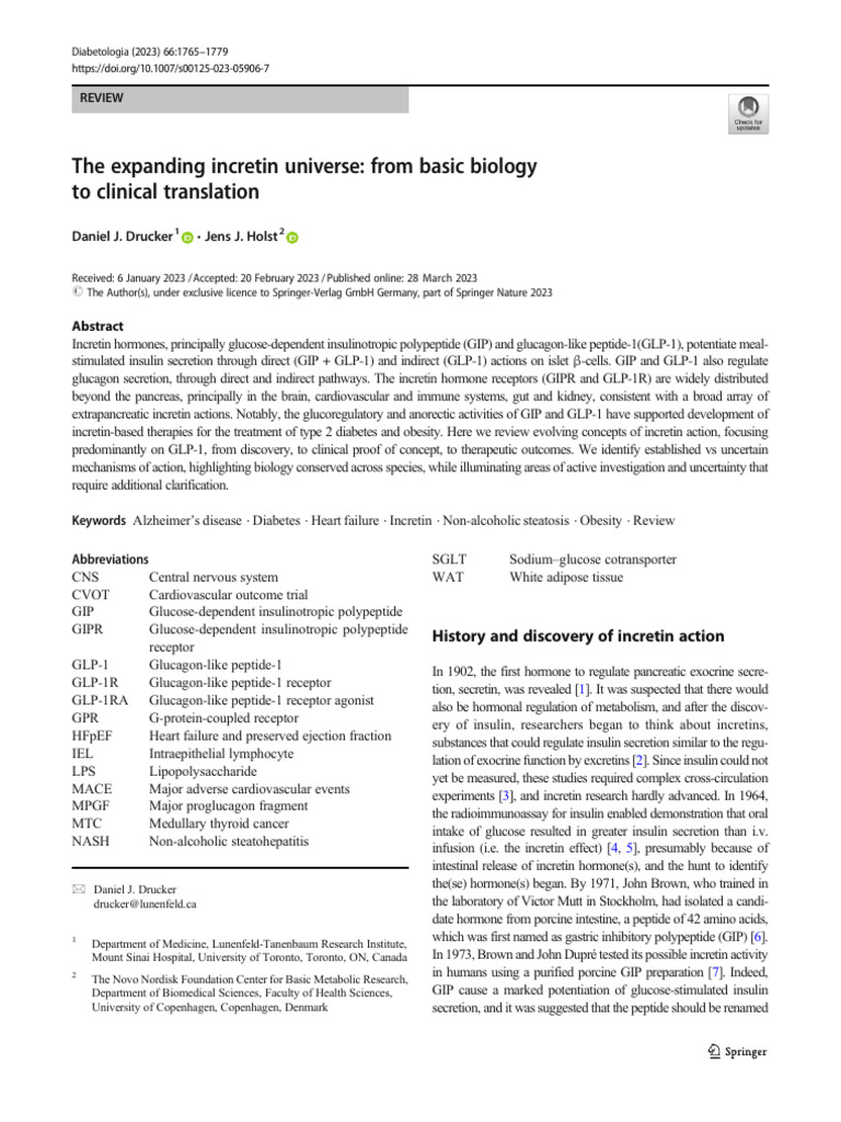 The Expanding Incretin Universe: From Basic Biology To Clinical ...
