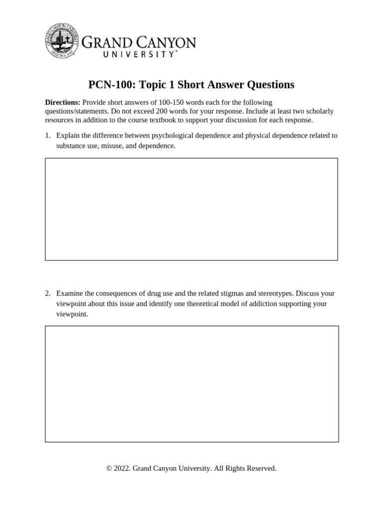PCN 100 RS T1ShortAnswerQuestions | PDF