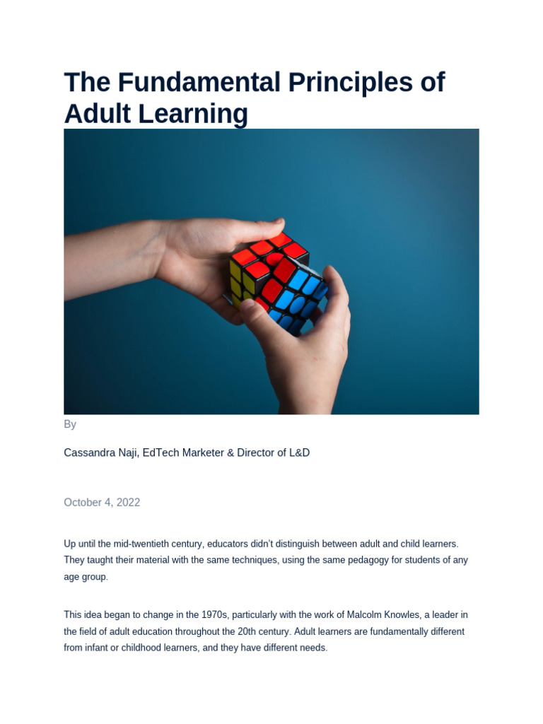 Core Principles of Adult Learning | PDF | Adult Education | Learning