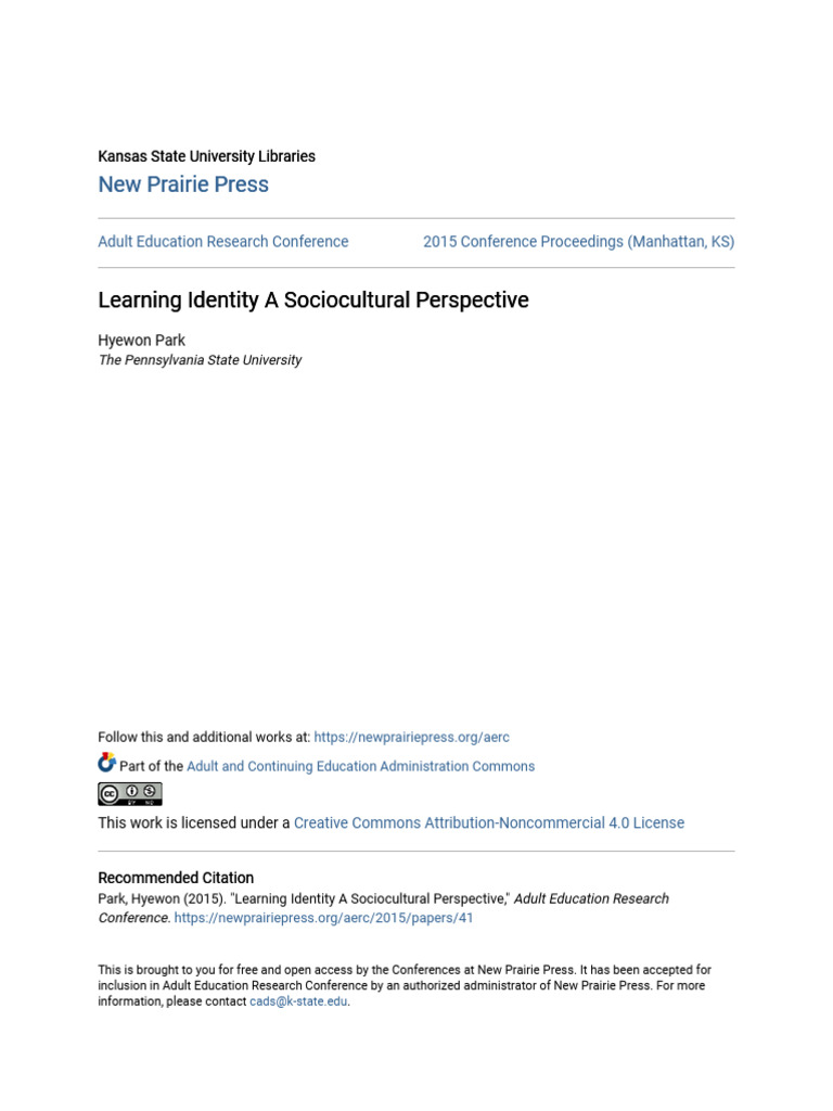 Learning Identity A Sociocultural Perspective | PDF | Identity (Social ...
