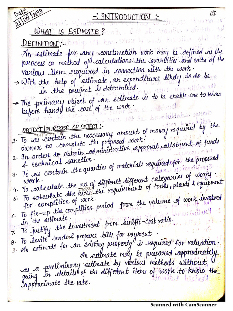 Estimating & Costing Notes by MP Garg Sir | PDF