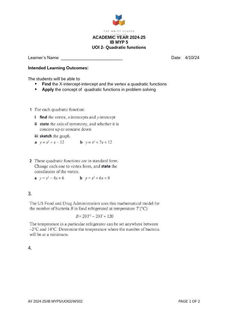 Worksheet IB MYP5 UOI 2 | PDF | Career & Growth | Business