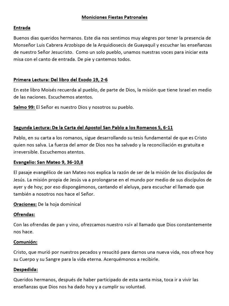 Moniciones de Todas Las Misas | PDF | eucaristía | Cristo (título)