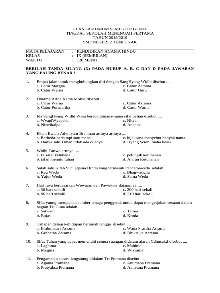 Ulangan Umum Semester Genap SMP Kls 3 | PDF