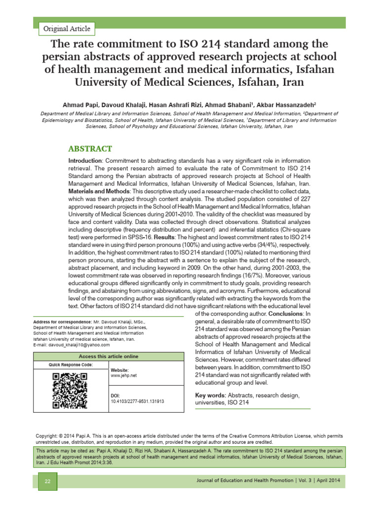 The Rate Commitment To ISO 214 Standard Among The | PDF | Subject ...