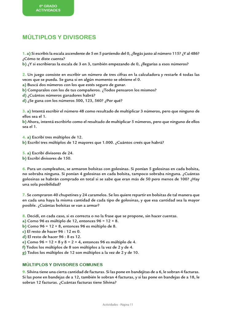 Múltiplos y Divisores | PDF