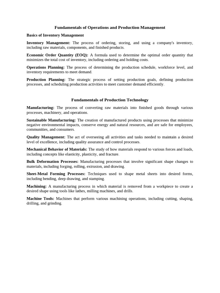 Operations and Production Management Basics | PDF | Business | Art