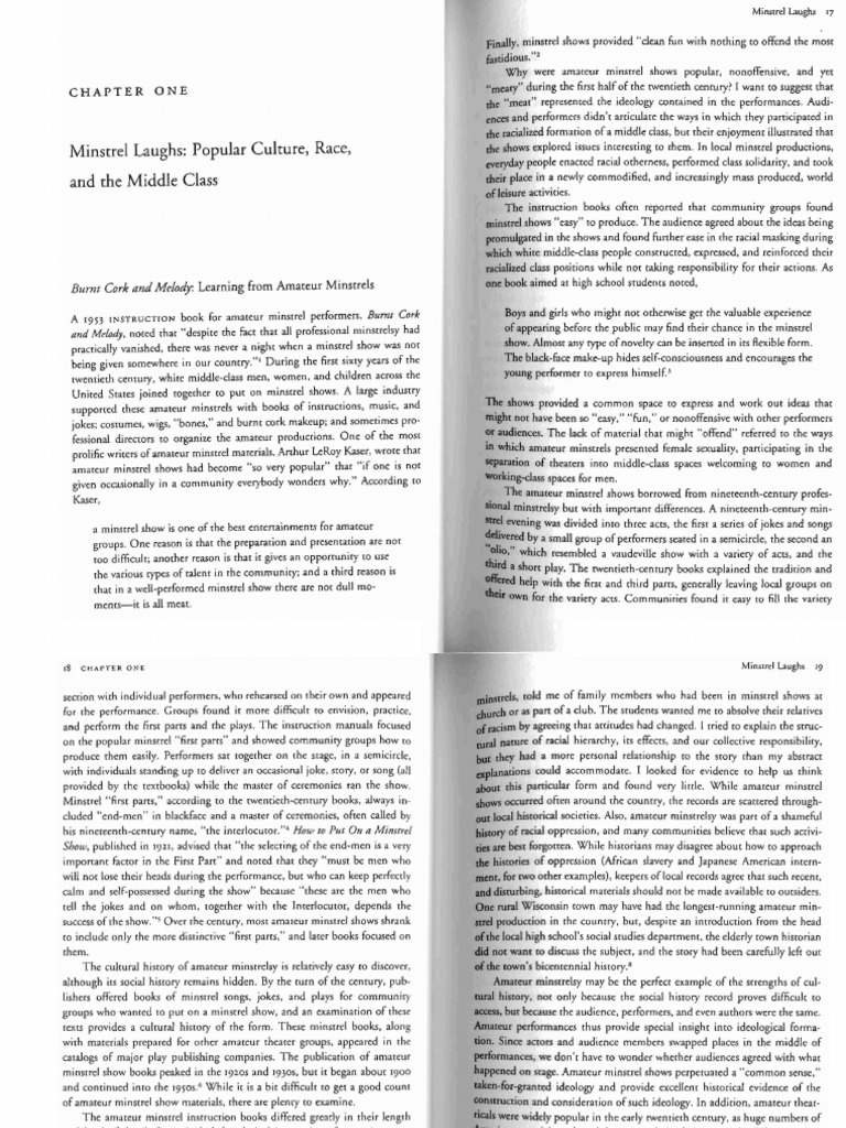 Amateur Minstrel Shows and Class Identity | PDF | Minstrel Show ...