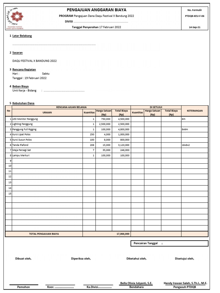Pengajuan Logistik | PDF