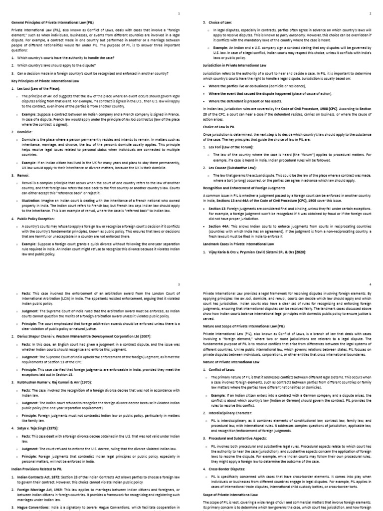 SEM 8 PIL Notes | PDF | Choice Of Law | Justice