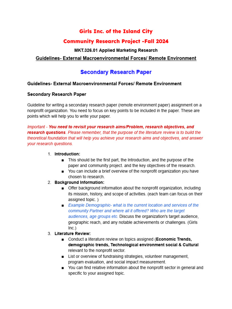 Guideline For Writing A Secondary Research Paper - Fall 24 | PDF ...