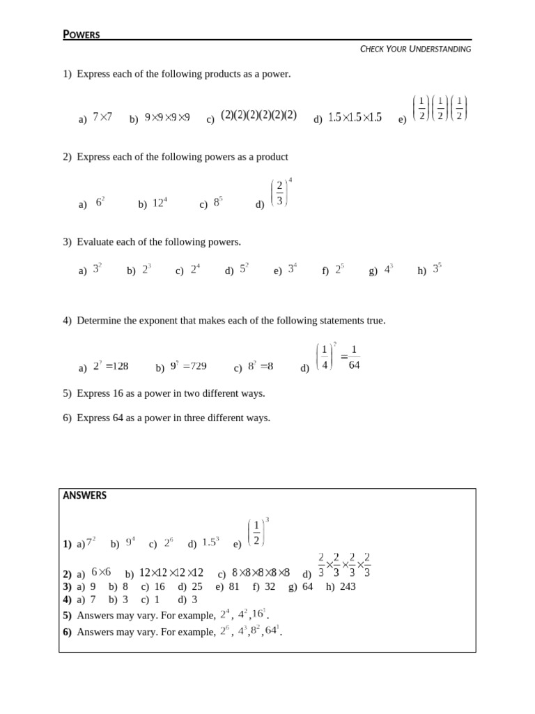 Understanding Powers and Exponents | PDF