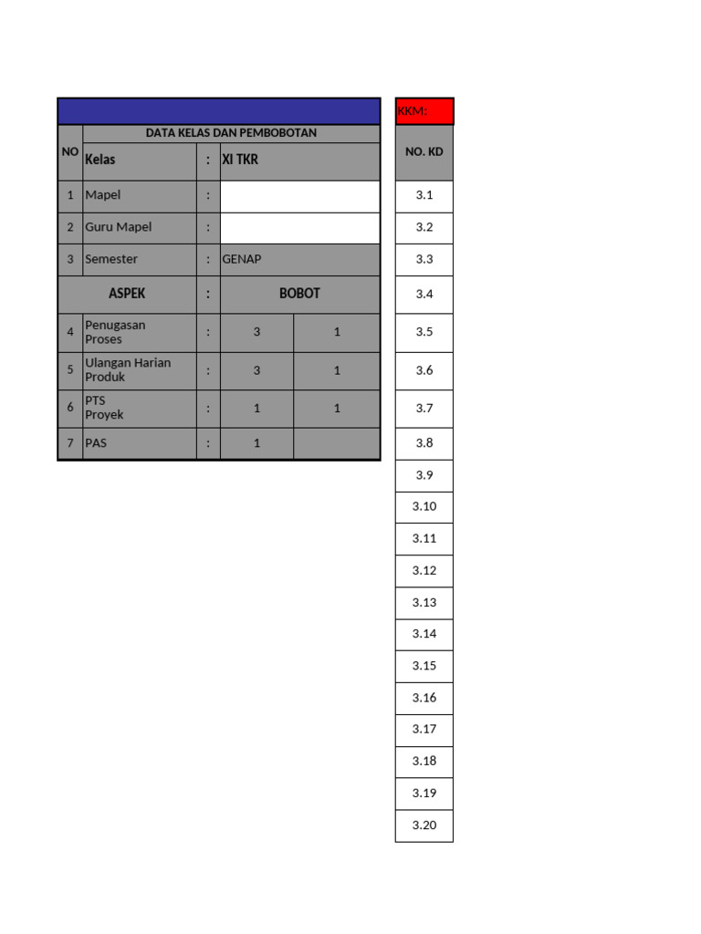 Form Nilai XI TKR Genap 2023 | PDF | Bisnis | Komputer