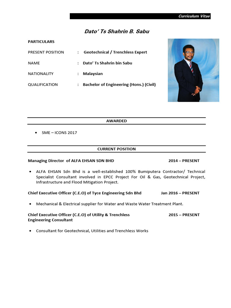 Shahrin-CV - Alfa Ehsan | PDF | Civil Engineering