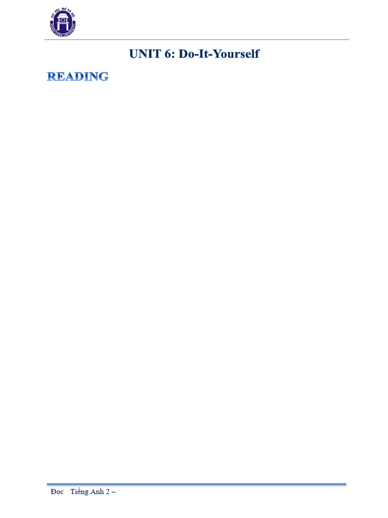 UNIT 6 Do-It-Yourself - Reading | PDF | Do It Yourself | Adolescence