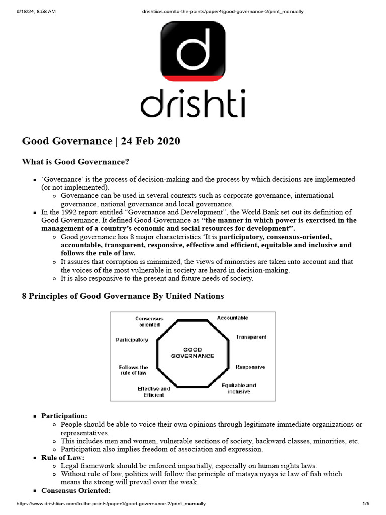 Understanding Good Governance Principles | PDF | Governance | Good ...