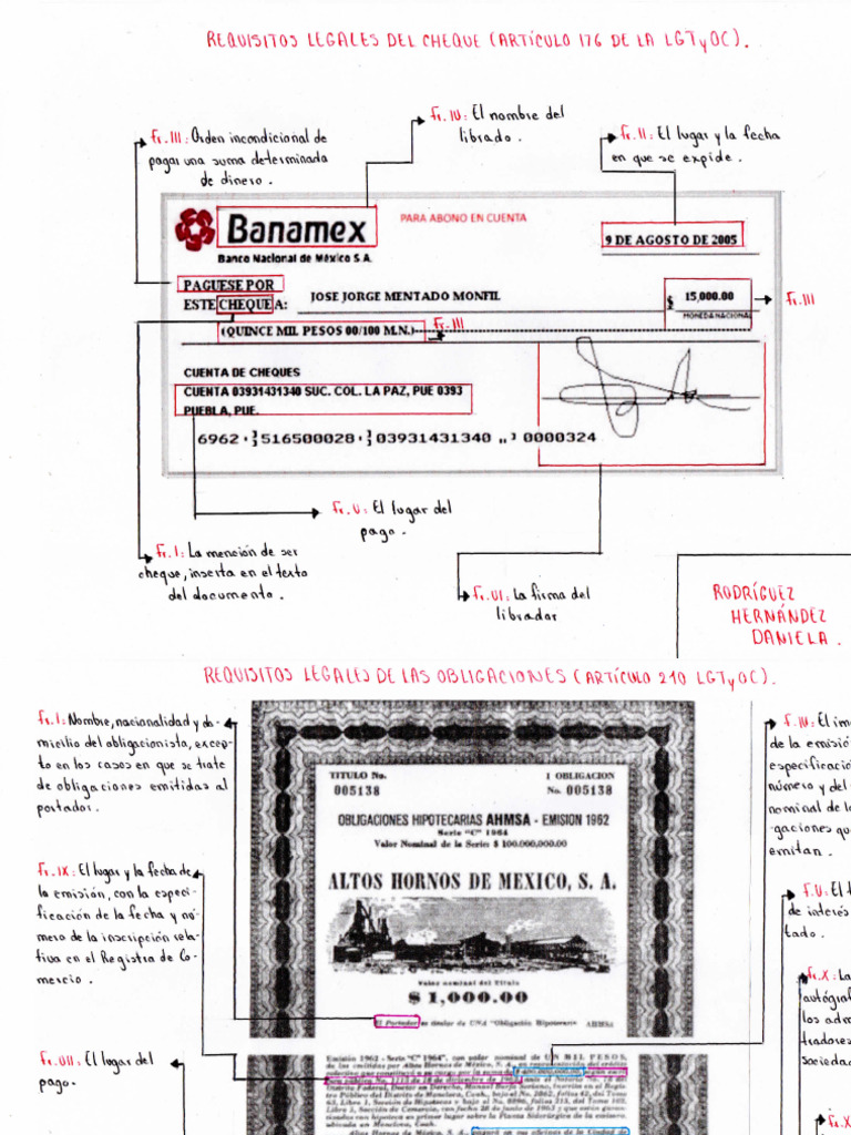 Requisitos Legales. Cheque y Obligaciones | PDF