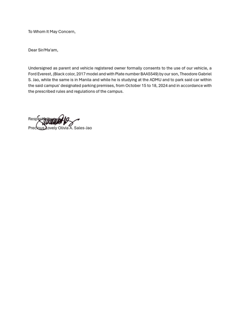 Car Consent | PDF