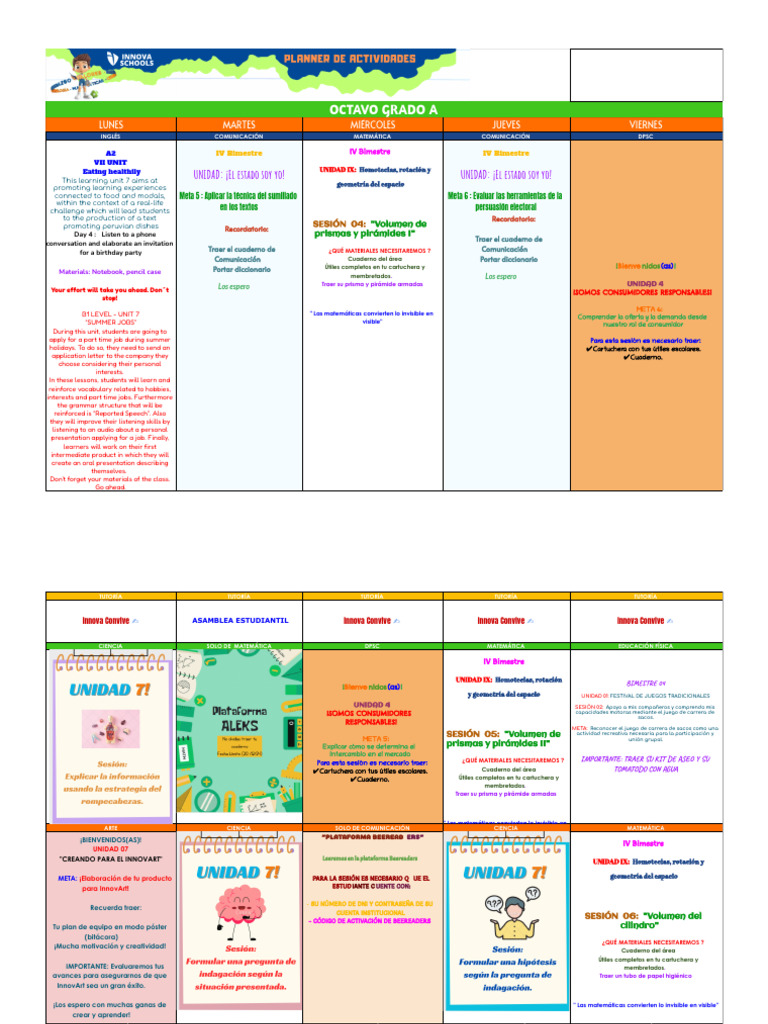 SEMANA 2 - Planner de Actividades BIM 4 - 8A | PDF