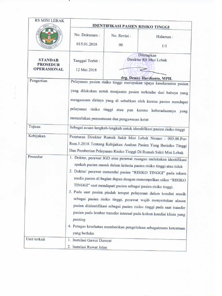 Spo Identifikasi Pasien Resiko Tinggi Pdf