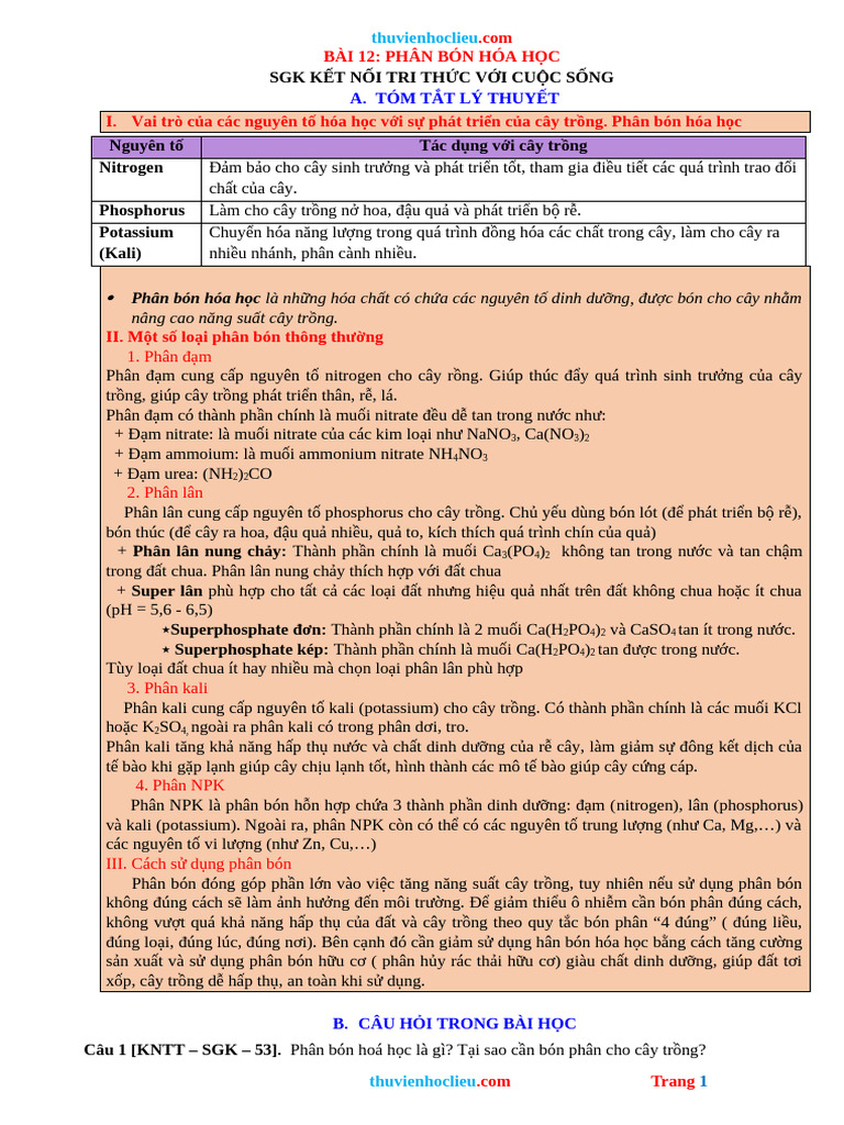 Chuyen de KHTN 8 Ket Noi Bai 12 | PDF