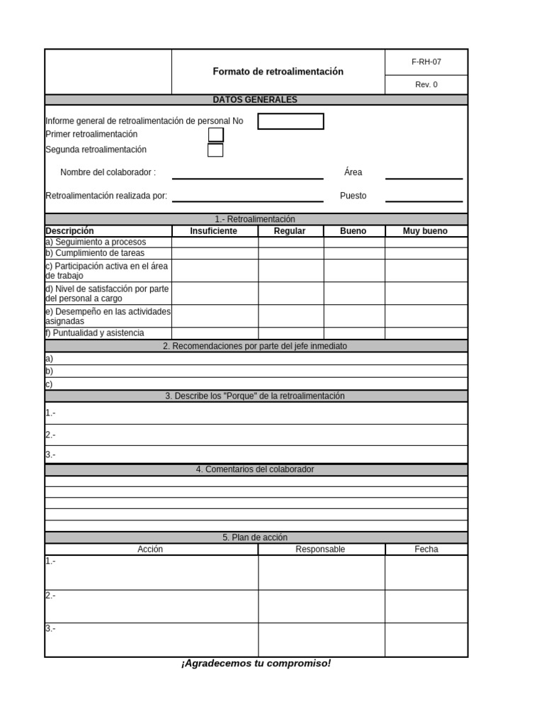 F-RH-07 Formato de Retroalimentación | PDF