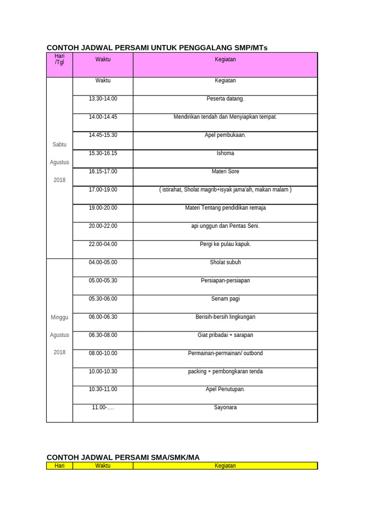 Contoh Jadwal Persami Untuk Penggalang SMP | PDF