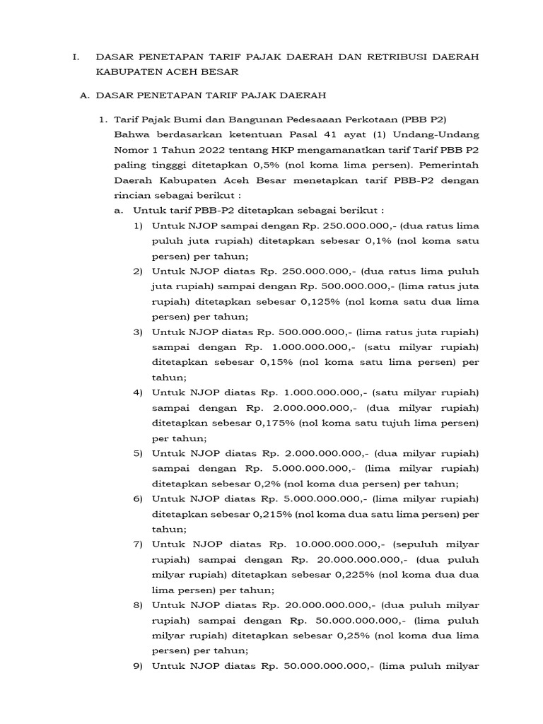 Penjelasan Singkat Raperda PDRD Kab. Aceh Besar | PDF