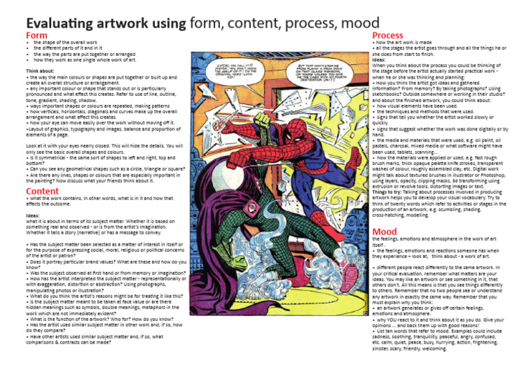 Evaluating Artwork Using Form Content Process Mood | PDF | Shape | Feeling