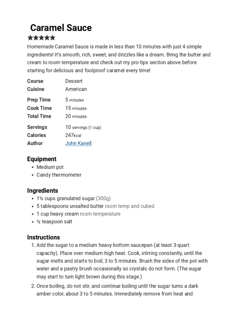 Caramel Sauce - Preppy Kitchen | PDF | Caramel | Fat