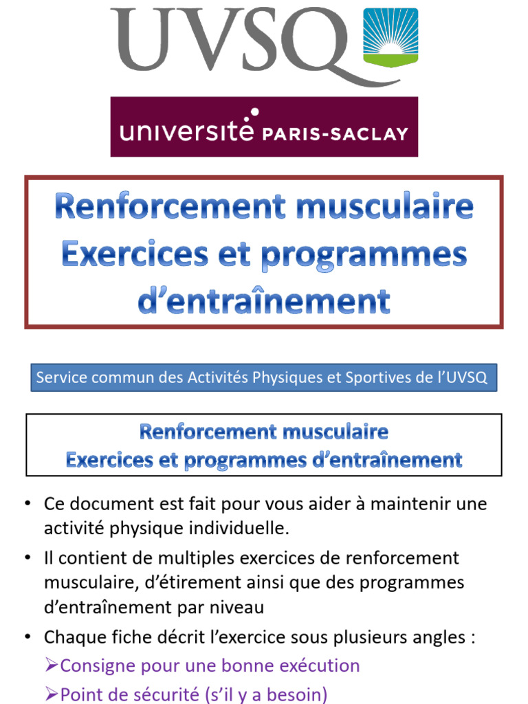 Exercices de Renforcement Musculaire | PDF | Bras | Genou