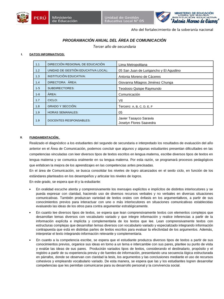 PROGRAMACION 2024-AMC | PDF | Aprendizaje | Enseñando