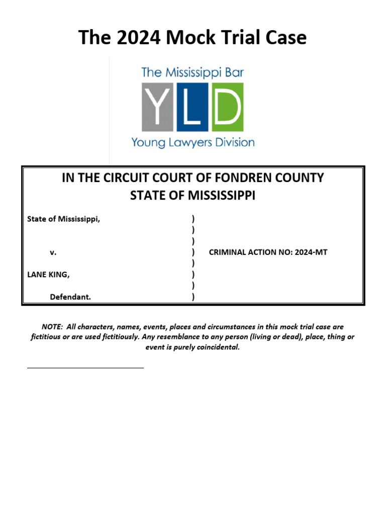 2024 High School Mock Trial Case and Exhibits | PDF | Social Science | Law