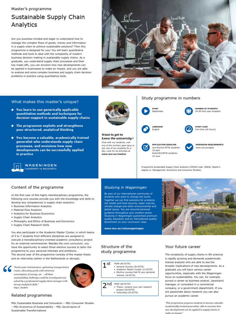 Wageningen University Research_MSc_Supply Chain Analytics | PDF | Supply Chain | Master Of Science