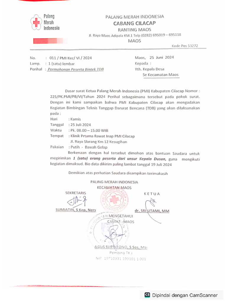 Permohonan Peserta Bintek TDB (1) | PDF