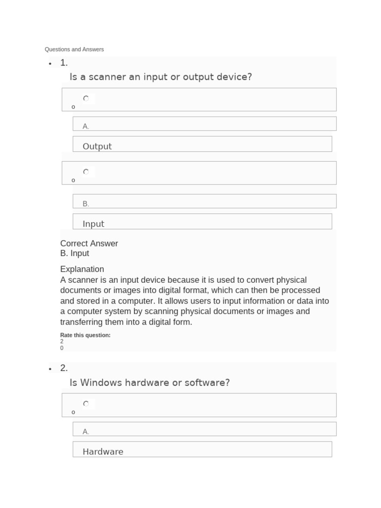 Ict Easy Questions And Answers Pdf Input Output Process Computing